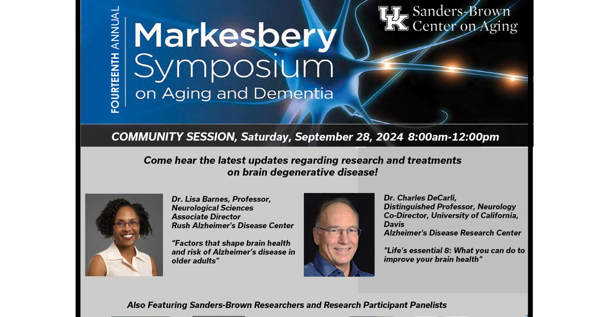 Registration open for 14th annual Markesbery Symposium on Aging and ...